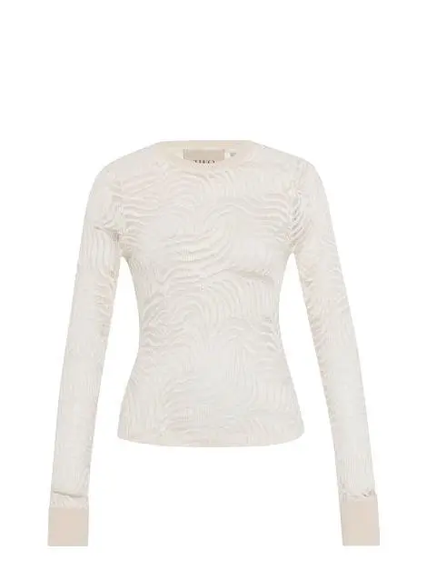 THEO THE LABEL Artemis Fern Lace Long-sleeve Top - Ivory