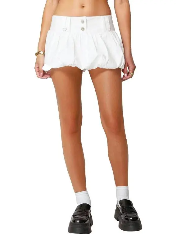 EDIKTED Emersyn Bubble Hem Miniskirt - White