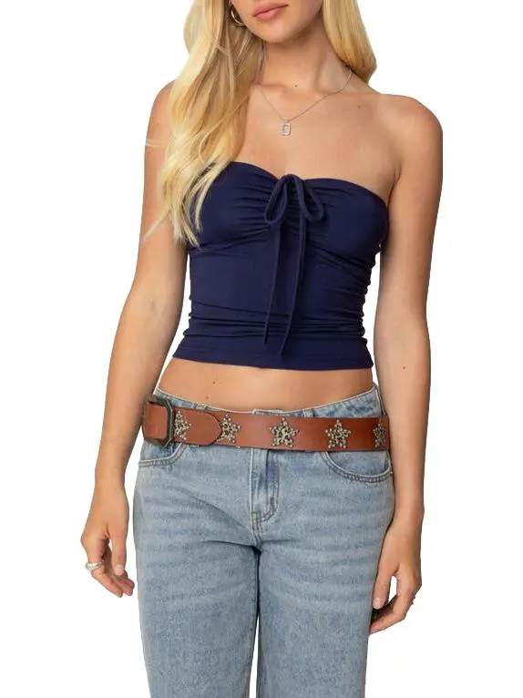 EDIKTED Annelise Strapless Tube Top - Navy