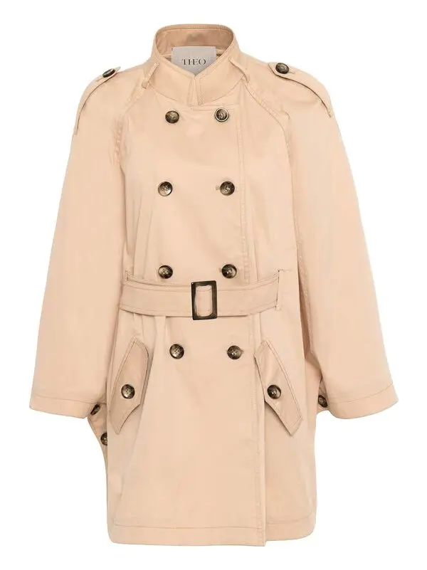 THEO THE LABEL Chloe Trapunto Trench Cape - Sand
