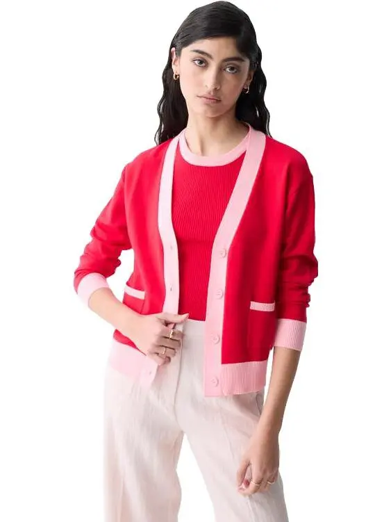 Deluc Déluc. Lisboa Contrast Trim Cardigan - Red With Pink Details