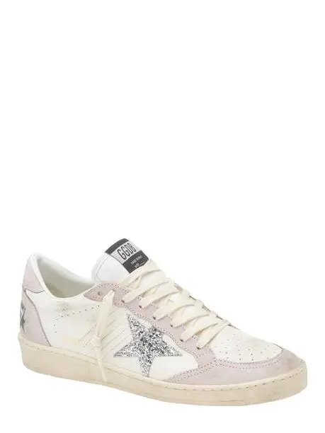 GOLDEN GOOSE Ball Star Low Top Sneakers - White/ Pink/ Silver