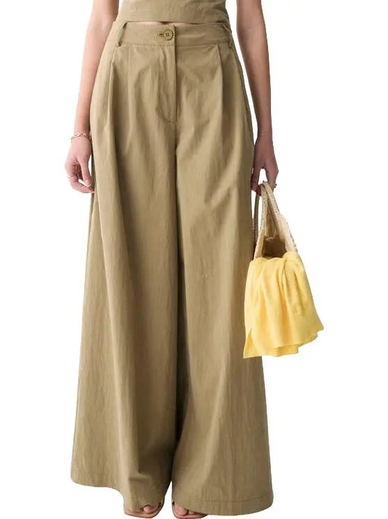 Deluc Déluc. Louna Pleated Wide Leg Pants - Army