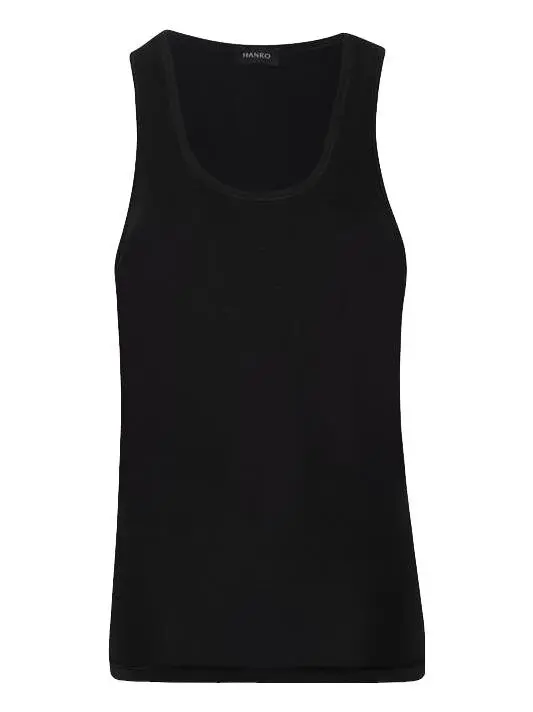 Hanro Cotton Superior Fitted Cotton Tank Top - Black