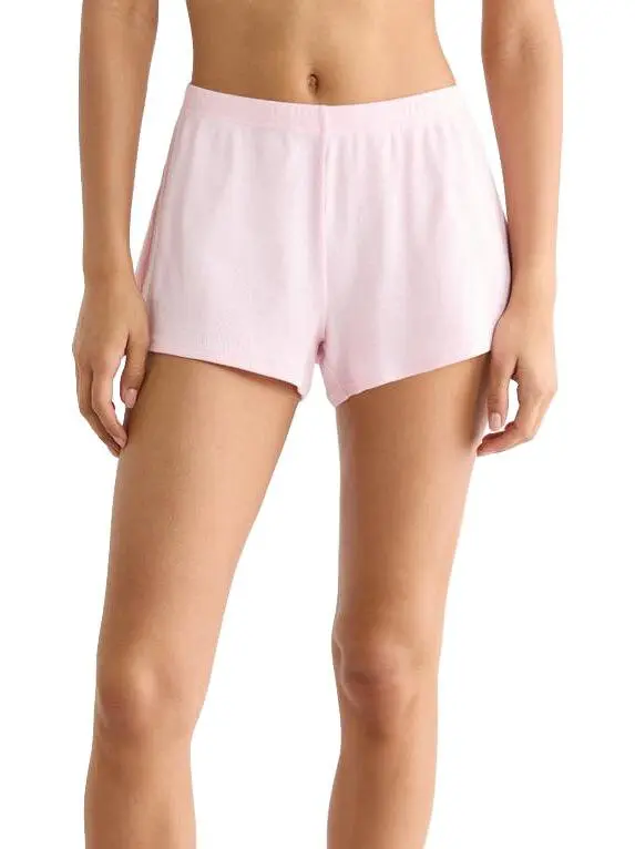 SKIMS Stretch Cotton Rib Loose Shorts - Z/dnucherry Blossomdnu