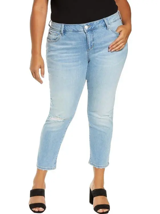 SLINK JEANS Distressed Crop Boyfriend Jeans - Thea
