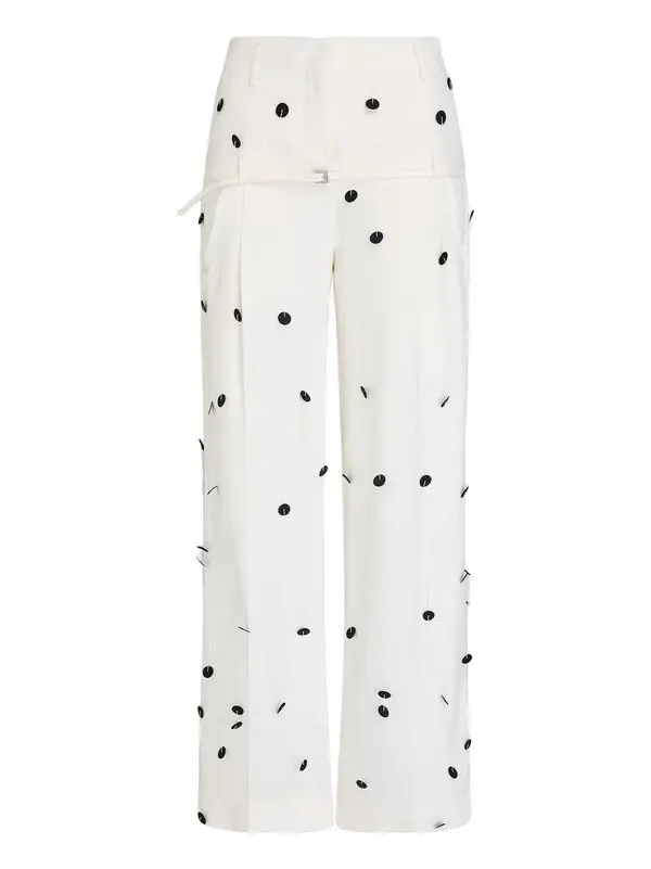 Jacquemus Criollo Brodé Polkadot Wide-leg Canvas Pants - Ivory