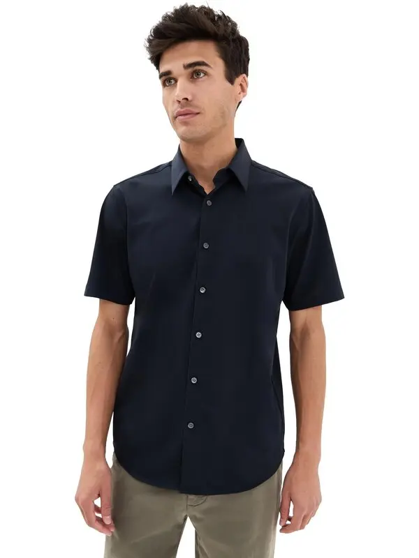 Theory Structure Knit Irving Short Sleeve Shirt - Eclipse