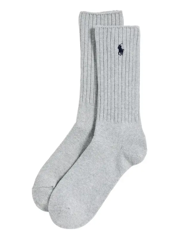 Ralph Lauren Cotton Rib Crew Socks - Light Heather Grey