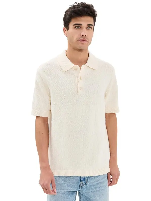 Nn07 Randy Boucle Knit Polo - Ecru