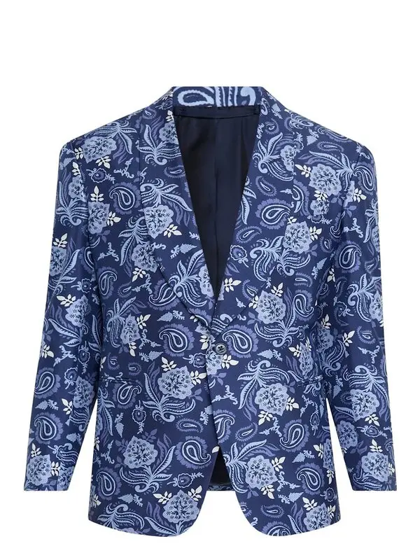 Ralph Lauren Kent Paisley Silk Sport Coat - Navy Tonal