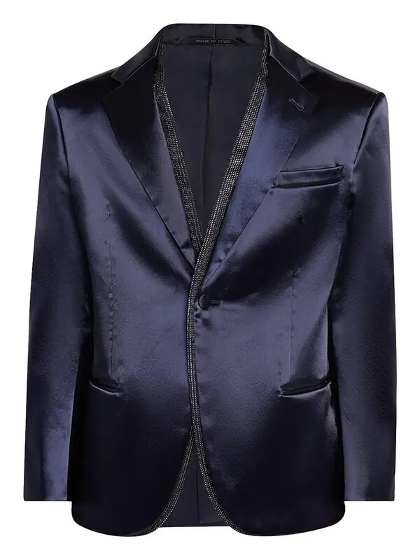 Giorgio Armani Soho Rhinestone-trim Tuxedo Jacket - Blue Navy