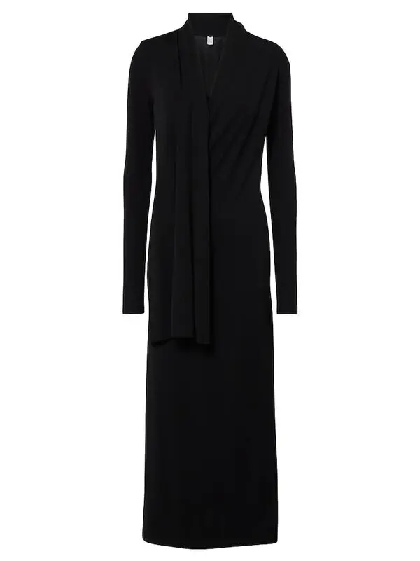 TOTEME Scarf-detail Jersey Maxi Dress - Black