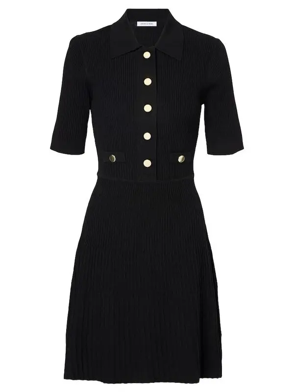 Veronica Beard Lauper Ribbed-knit Polo Dress - Black