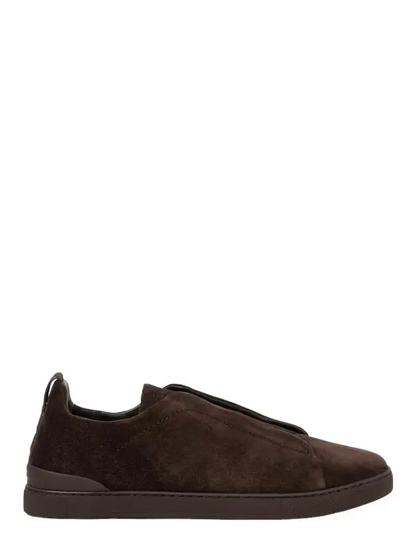 Zegna Triple Stitch Suede Sneakers - Black