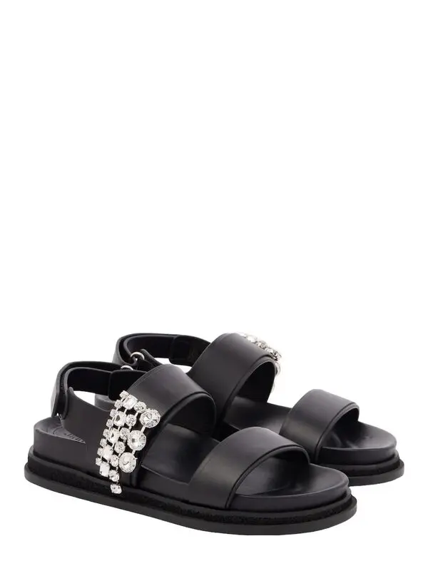 JIMMY CHOO Verity Embellished Leather Sandals - Black