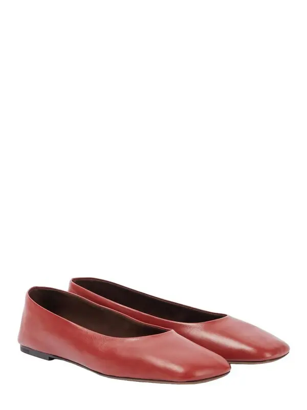 THE ROW Square Leather Ballet Flats - Red