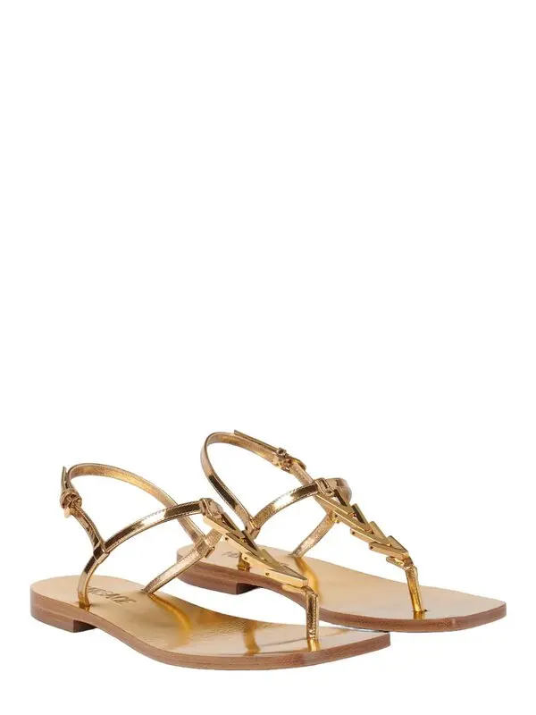 Versace Metallic Leather Thong Sandals - Gold