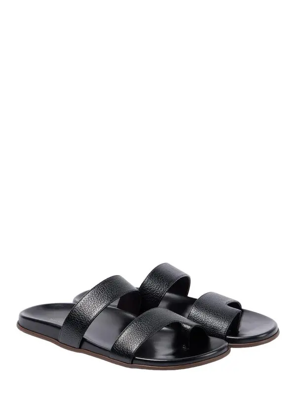 THE ROW Hugh Leather Sandals - Black