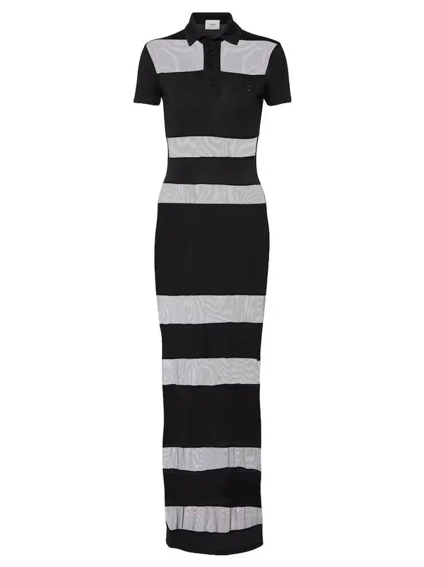 Coperni Striped Paneled Maxi Dress - Black