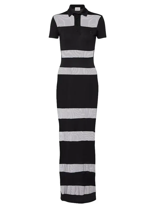Coperni Striped Paneled Maxi Dress - Black