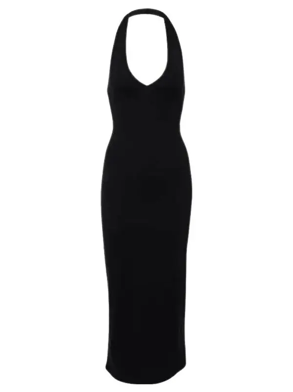 NILI LOTAN Stevie Cotton Jersey Midi Dress - Black