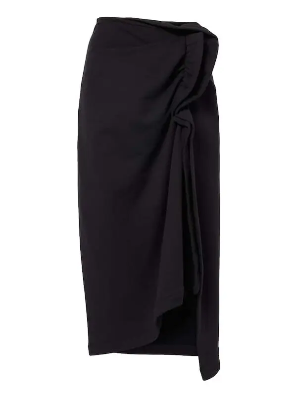 Dries Van Noten Draped Asymmetric Jersey Midi Skirt - Black