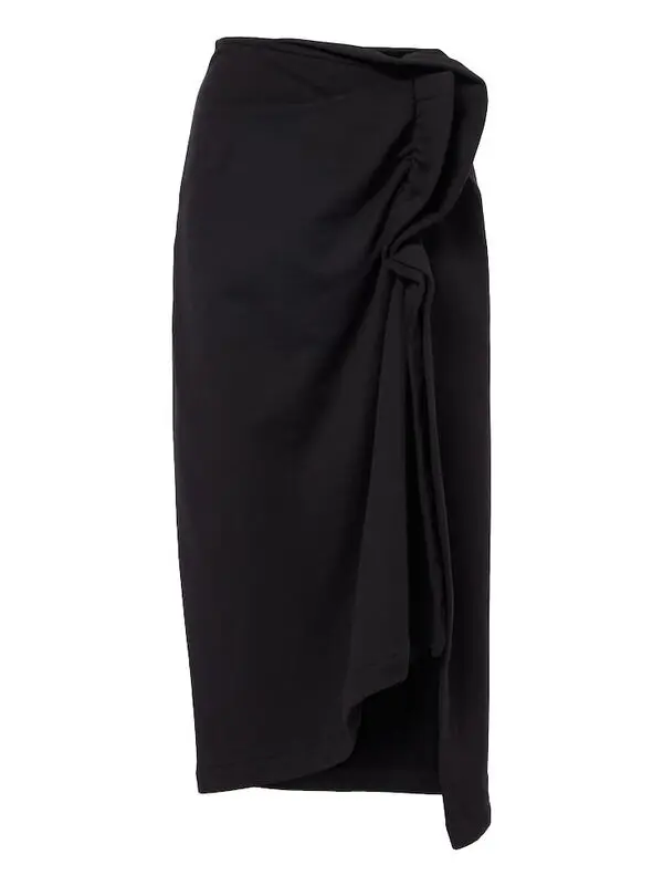 Dries Van Noten Draped Asymmetric Jersey Midi Skirt - Black