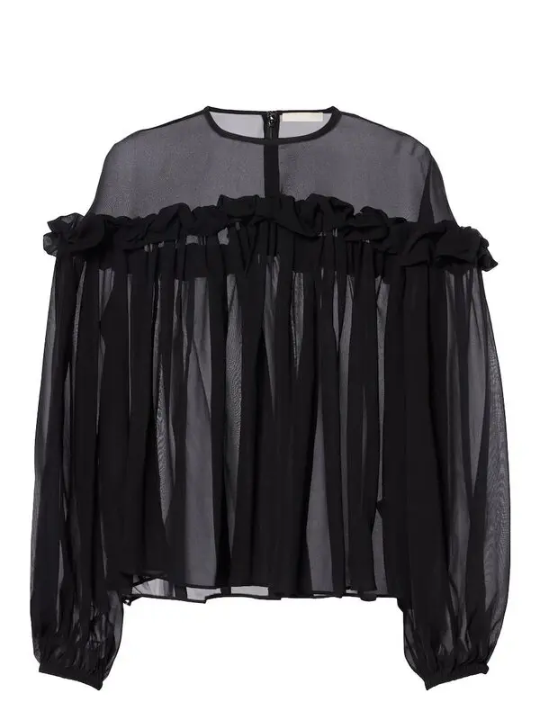 Ulla Johnson Peggy Ruffled Silk Georgette Blouse - Black