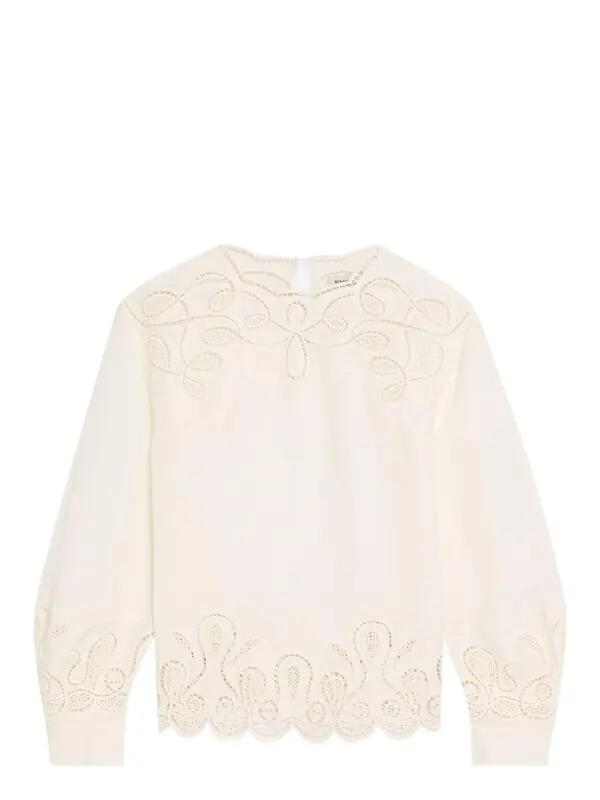 Simkhai Wendlyn Embroidered Long-sleeve Top - Ivory