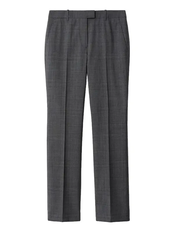 Burberry Check Wool Tailored Trousers - Silhouette Blue/granite Grey