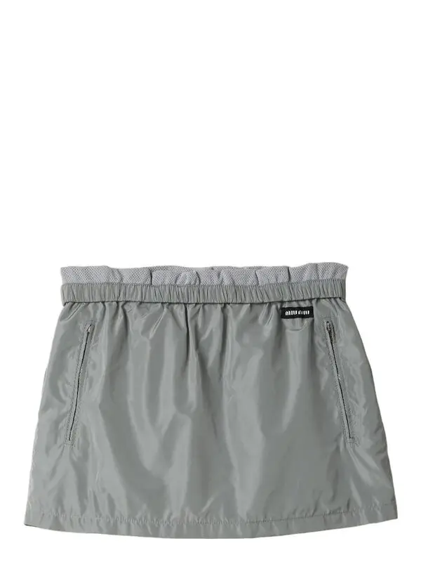 Miu Miu Technical Silk Miniskirt - Lead Gray