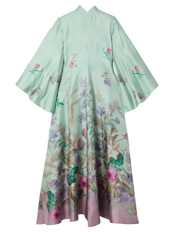 La DoubleJ Magnifico Floral-print Silk-twill Maxi Dress - Green
