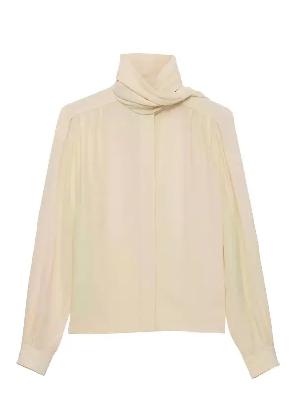 Prada Scarf-detail Shirt - Neutrals
