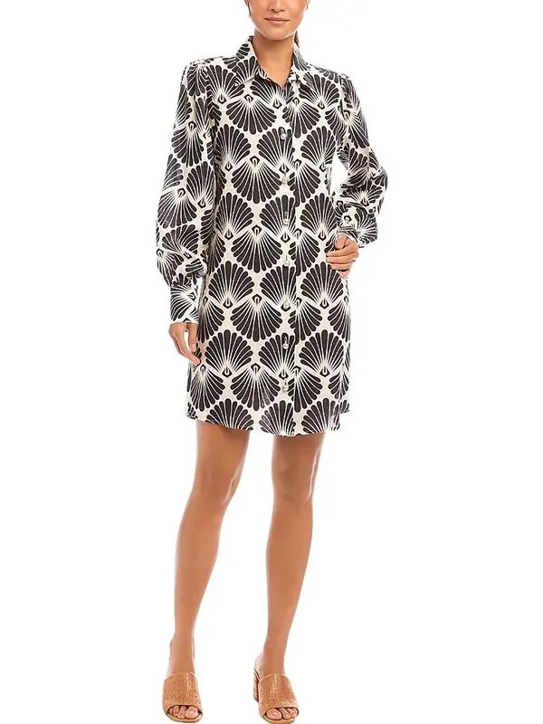 Karen Kane Linen Shirt Dress - Print