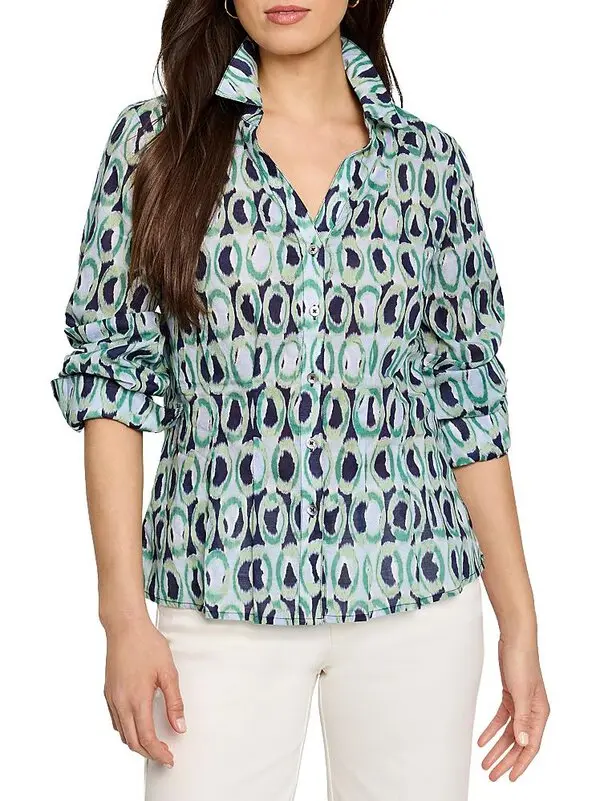 NIC+ZOE Ikat Rings Blouse - Green Multi