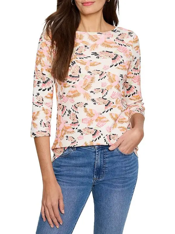 NIC+ZOE In Flight Boat Neck Top - Pink Multi