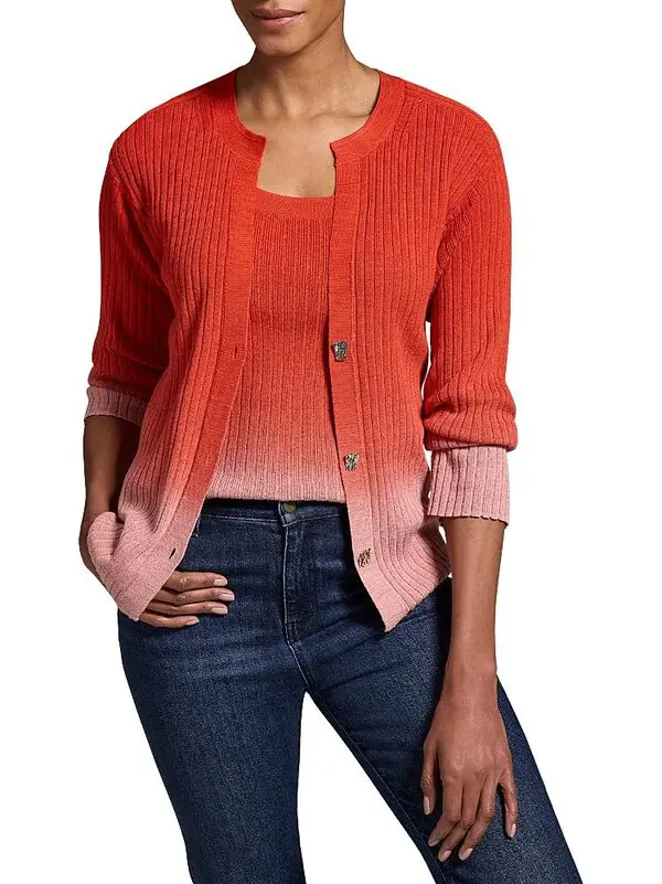 NIC+ZOE Ombre Ribbed Cardigan - Pink Multi