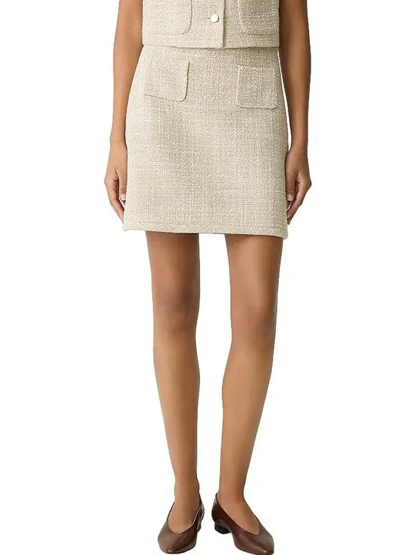 Theory A-line Mini Skirt In Texture Tweed - Taupe Multi