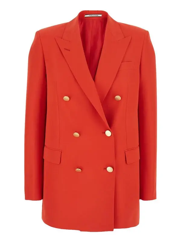 Tagliatore Tech Fabric Double-breasted Jacket With Classic Lapels - Red