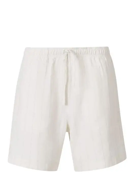 WALES BONNER Striped Linen Bermuda Shorts - Beige