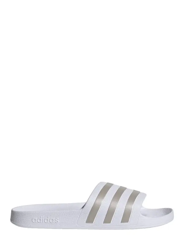 Adidas Adilette Aqua Slides - Cloud White / Platinum Metallic / Cloud White