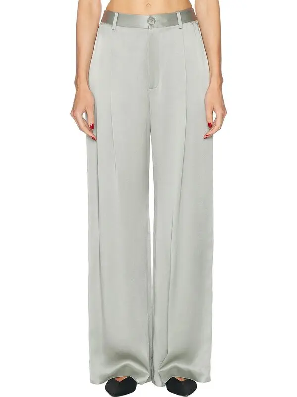 Lapointe Satin Pleated Relaxed Pant - Jade