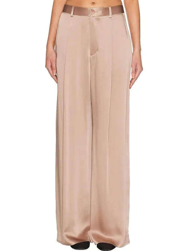 Lapointe Satin Pleated Pant - Oat