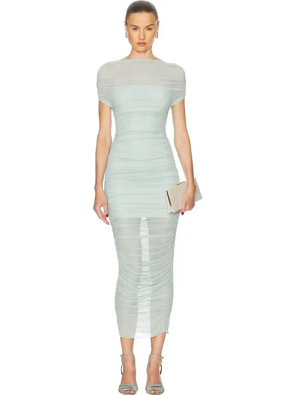 SEROYA Noel Off Shoulder Midi Dress - Frosted Sea