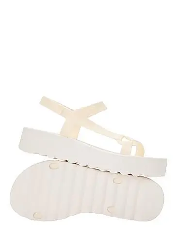 Pink Strappy Platform Sport Sandals - White,ivory