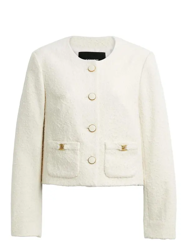 COACH Heritage C Boucle Jacket - Cream