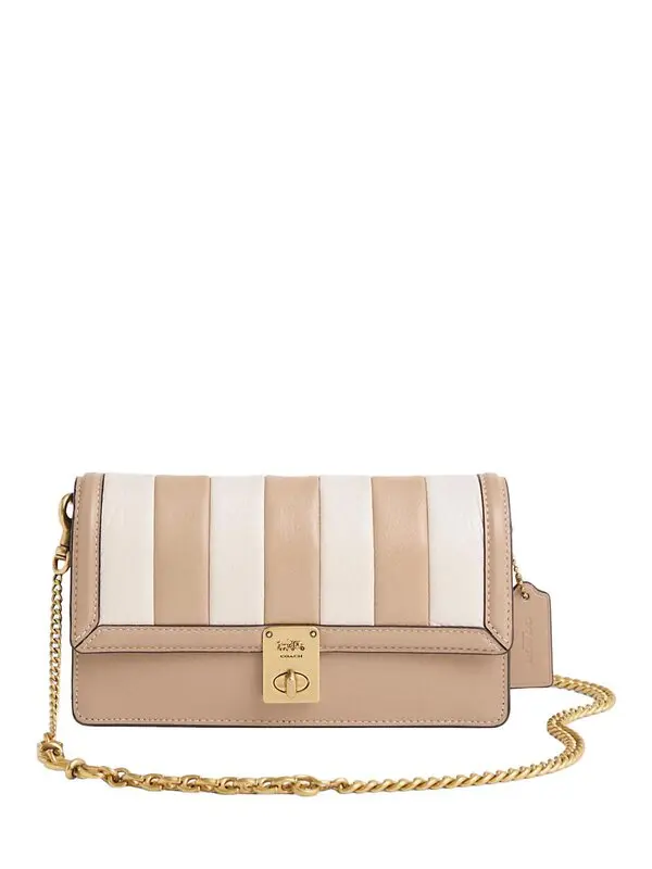 Coach Hutton Clutch With Colorblock Quilting - Brass/chalk Multi