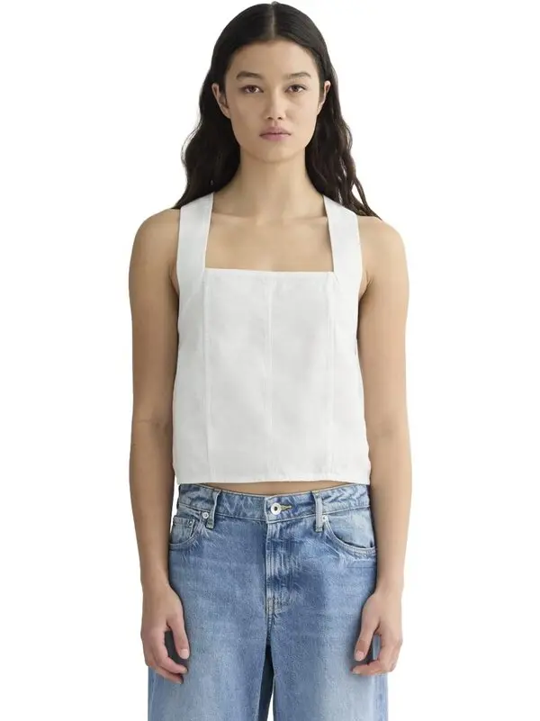Everlane Linen Crossback Tank Top - Natural Chambray
