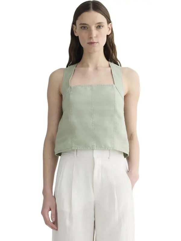 Everlane Linen Crossback Tank Top - Seagrass